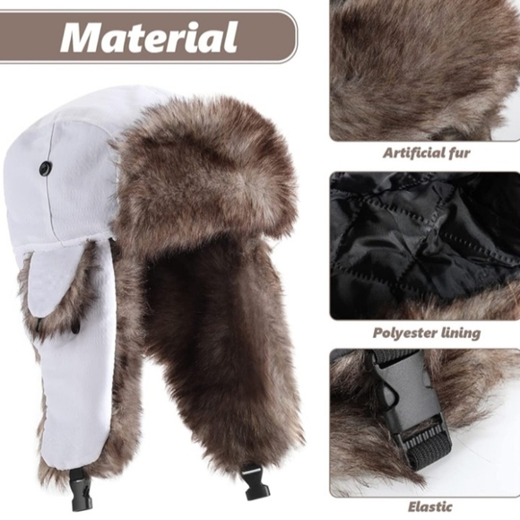 Accessories | Nwt White Winter Bomber Hat Eskimo Cap Ear Flap Ushanka ...